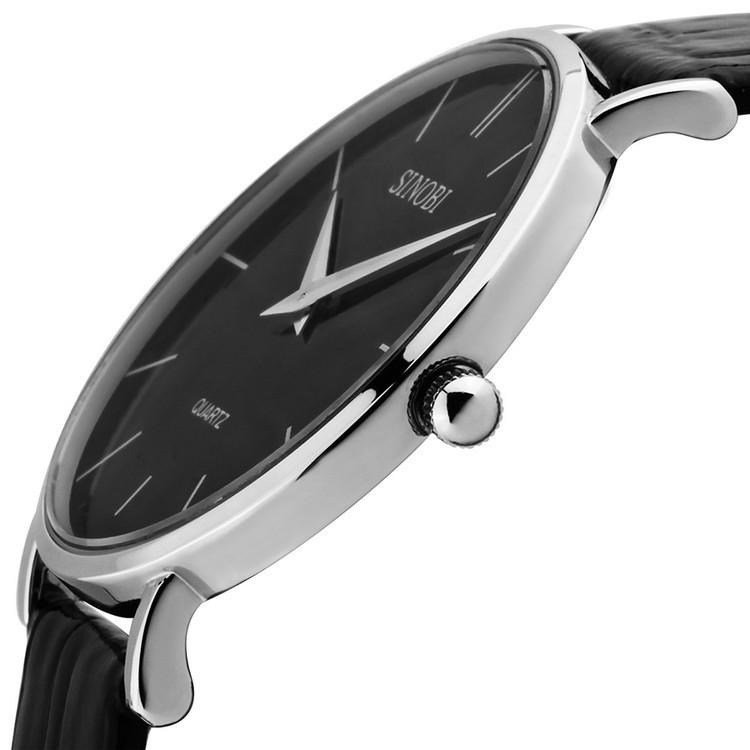 Ultra Thin Two-Hand Quartz Watch w/ Leather Band – Fresh Shade