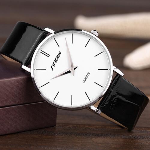 Ultra Thin Two-Hand Quartz Watch w/ Leather Band – Fresh Shade